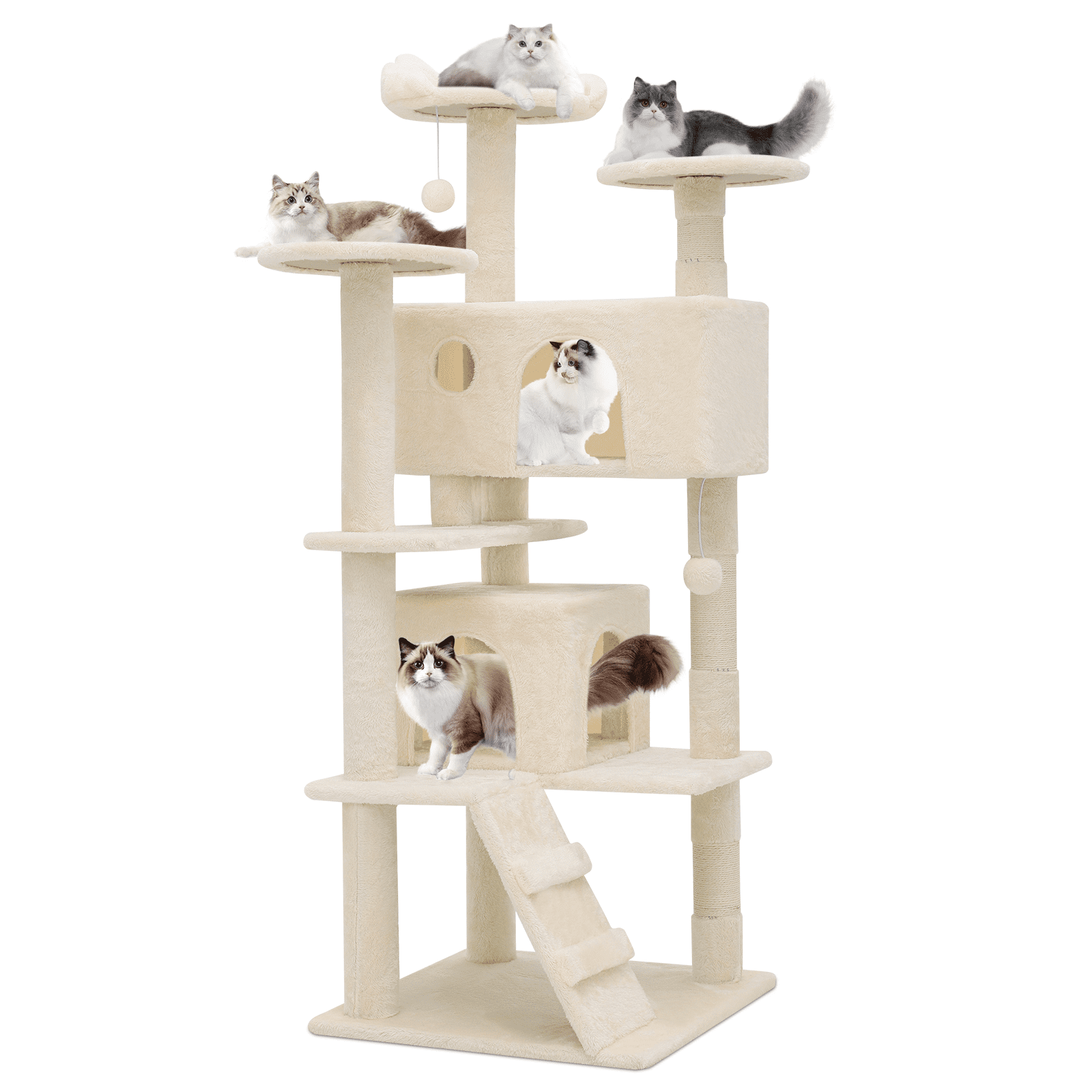 Magshion 54" Cat Tree for Large Heavy Cat, Multi-Level Cat Tree Tower ...