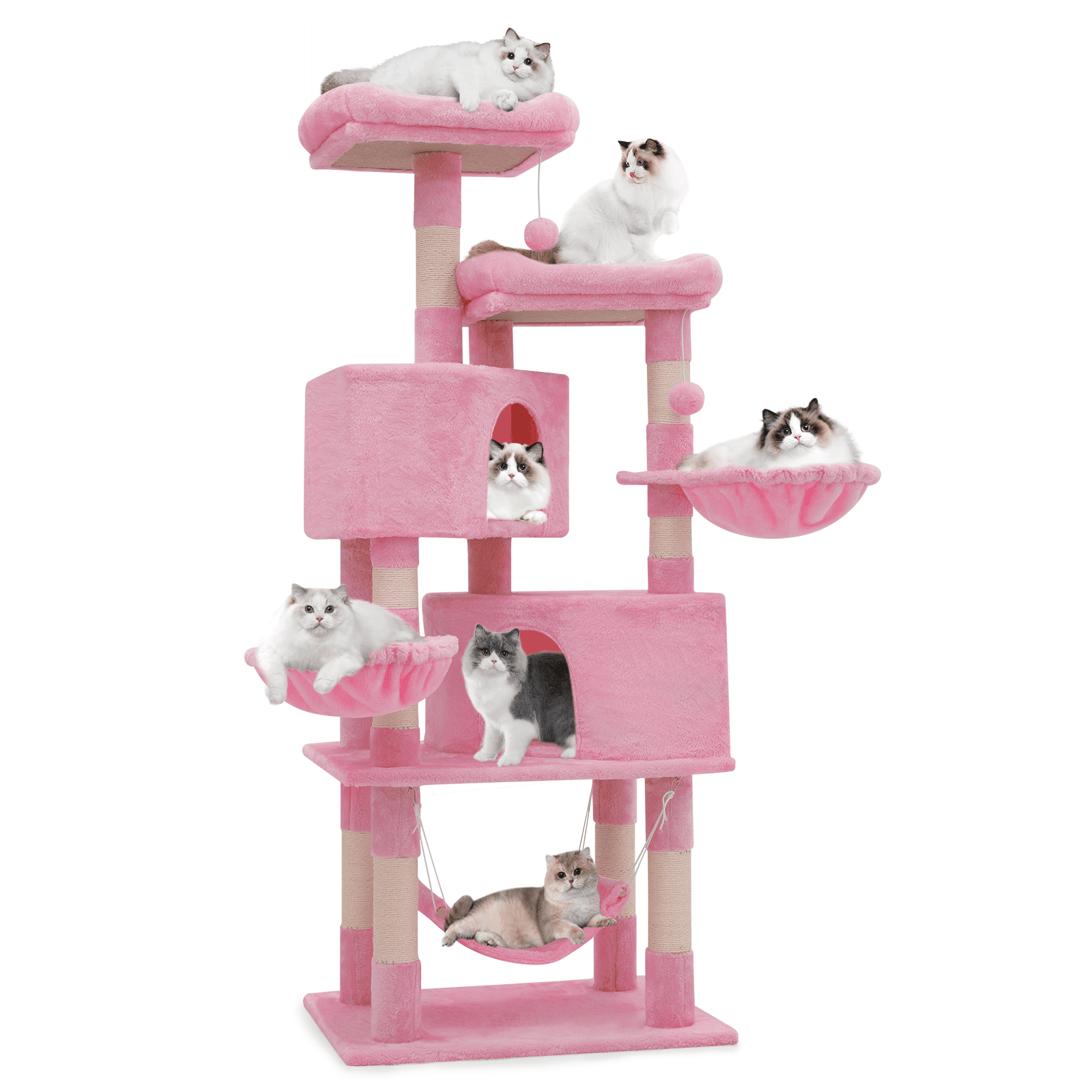 Magshion 57.5" Cat Tree Tower & Cat Condo Scratching, Multi-Level Plush ...