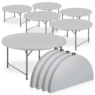 MoNiBloom 10 Pieces 5Ft Round Plastic Folding Table, Heavy Duty Indoor ...