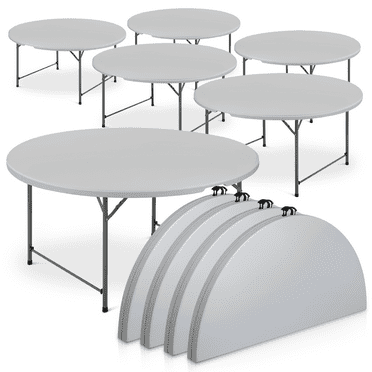 MoNiBloom 10 Pieces 5Ft Round Plastic Folding Table, Heavy Duty Indoor ...