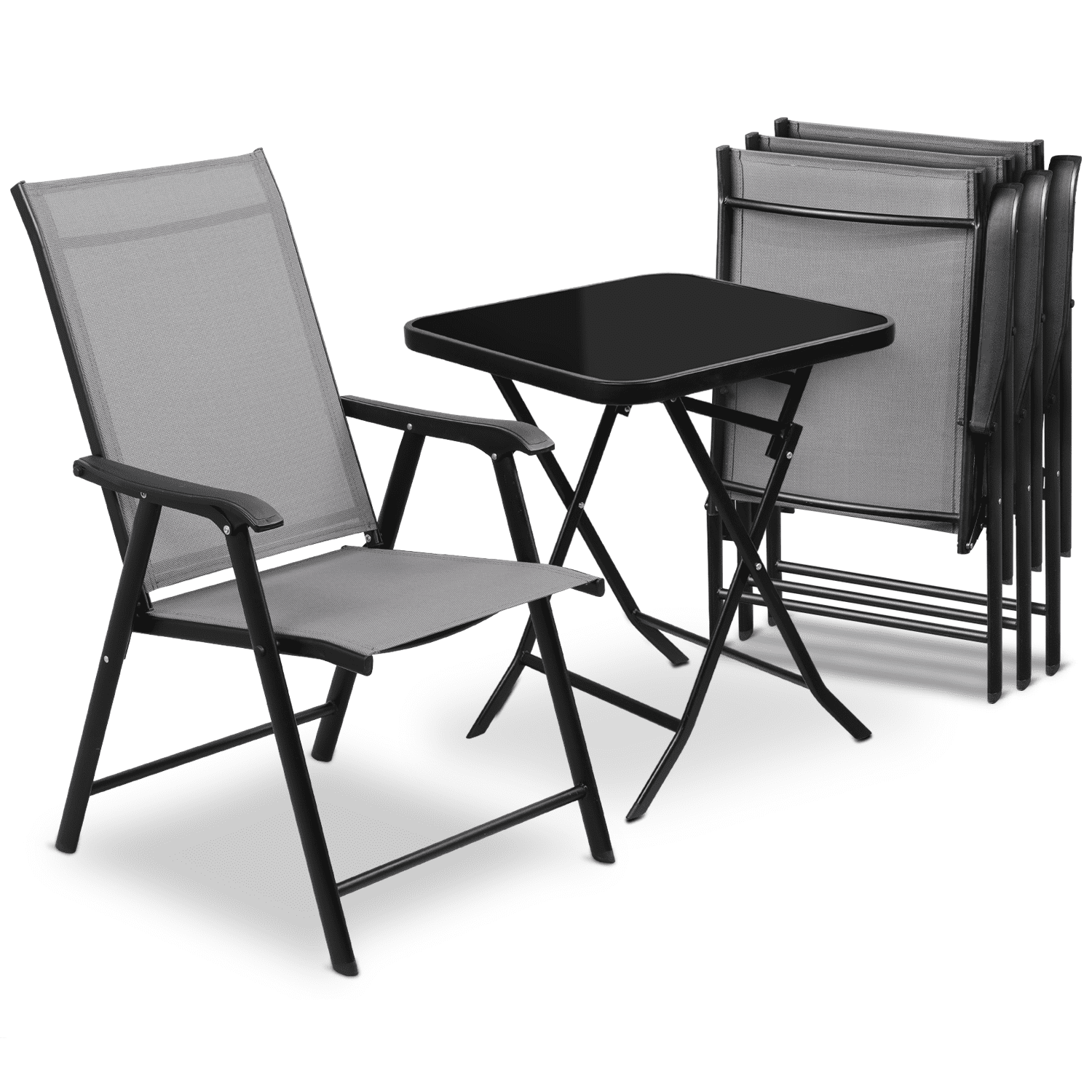 Magshion 5Pcs Outdoor Bistro Patio Dining Set with 4 Folding Chairs ...