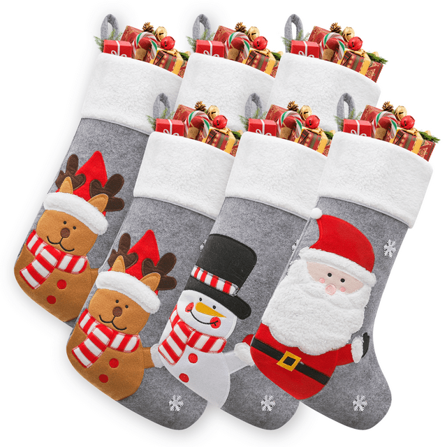 Pack de 6 Medias Navidad 15'' Magshion, Bordados Santa/Reno/Muñeco de ...