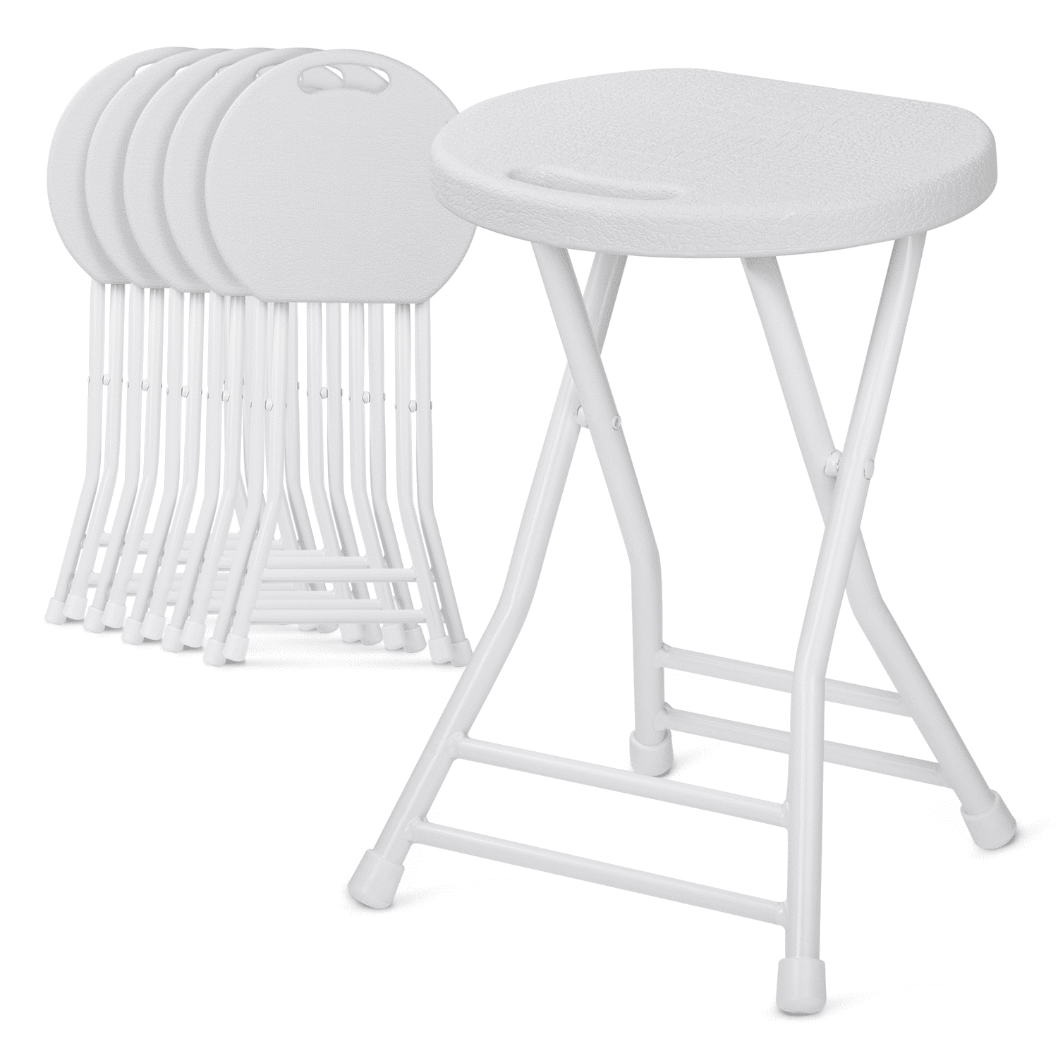 Magshion 6 Pack Round Plastic Collapsible Stools, 18" Folding Chairs ...