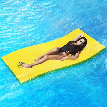 Gymax Large 12' x 6' Swim Floating Water Pad Mat, 3-Layer Foam Island for Pool Lake, Orange ...
