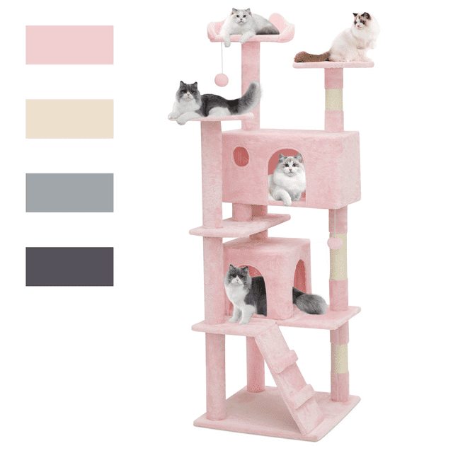 Magshion 60" Cat Tree & Cat Condo Scratching Post Tower with Top Cat ...