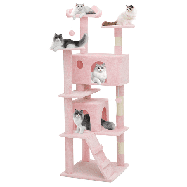 Magshion 60" Cat Tree & Cat Condo Scratching Post Tower with Top Cat ...