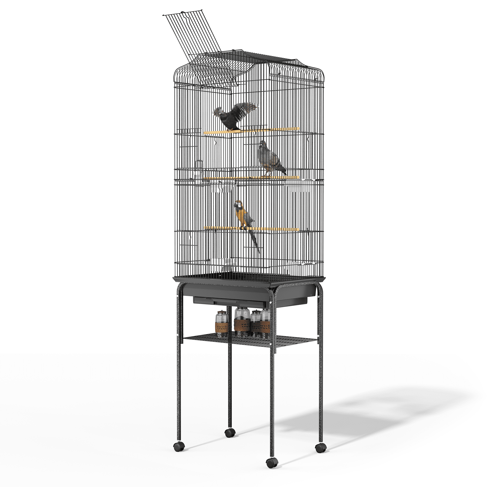 Magshion 60" Large Bird Cage with Rolling Stand and 4 Feeders for ...