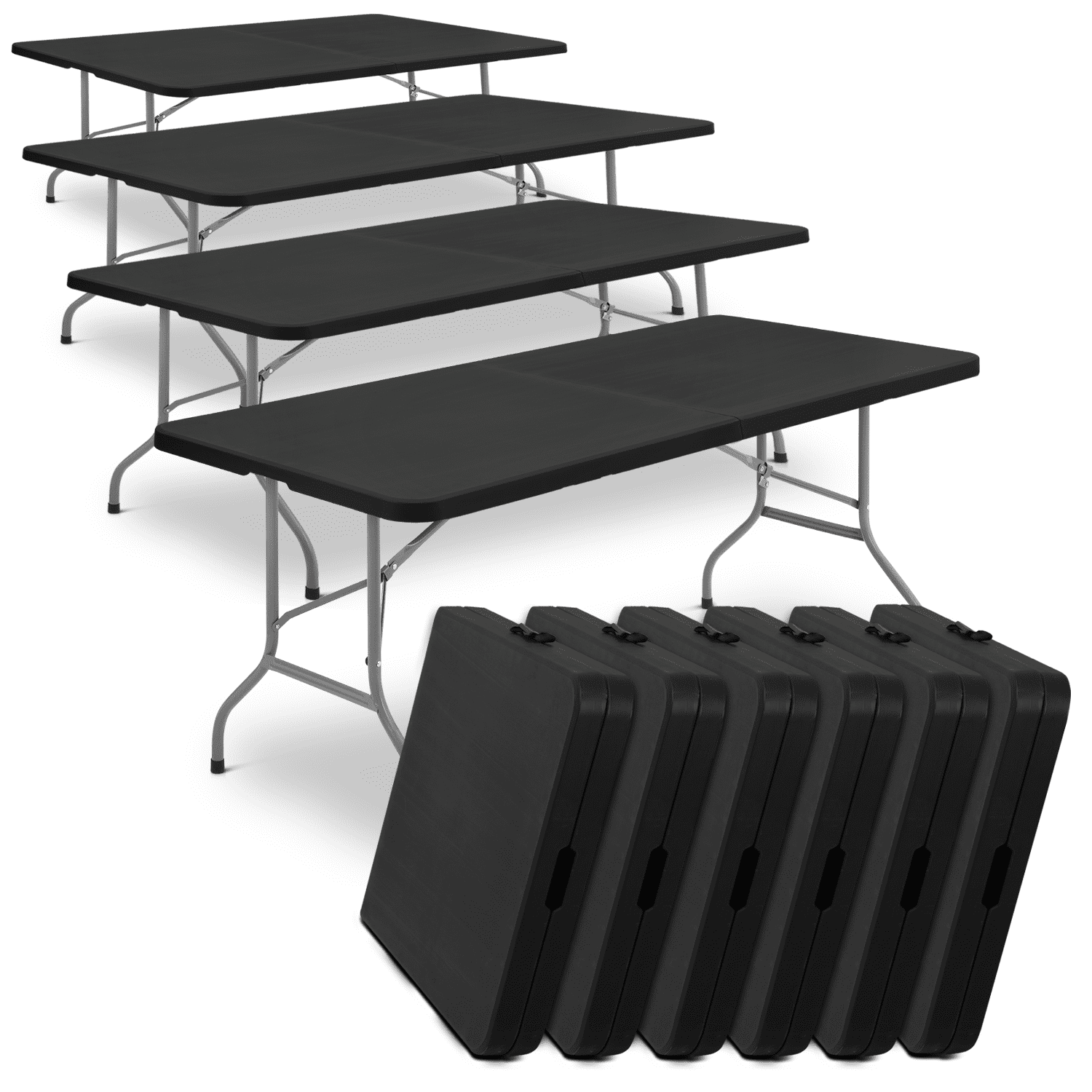 Magshion 6Ft Plastic Folding Card Table Set of 10, Indoor Outdoor ...