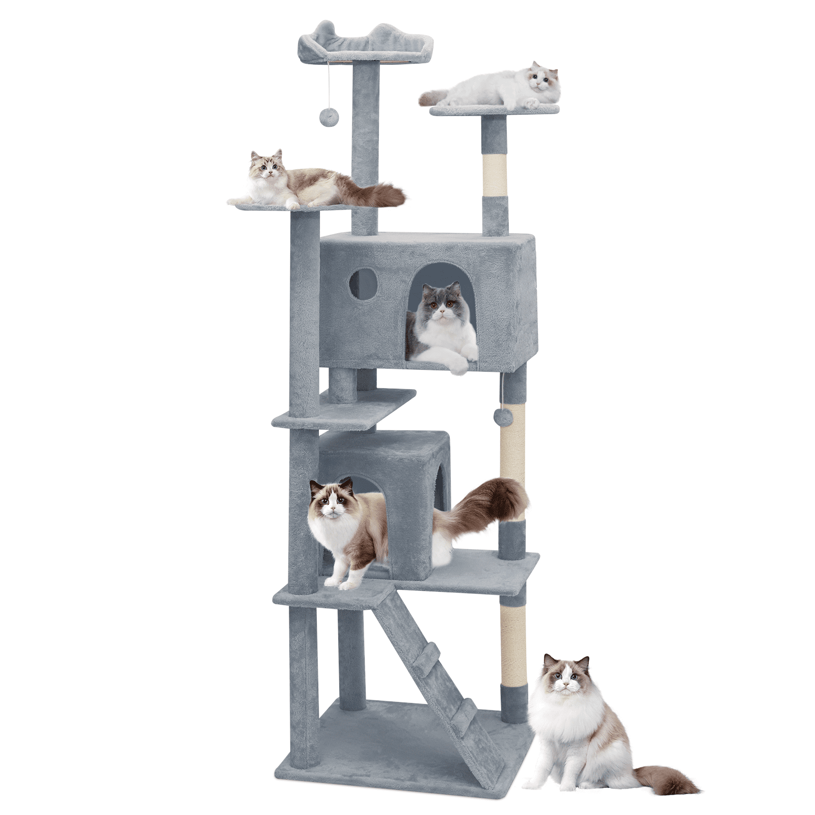 Magshion 77" Cat Tree Tower & Kittens Play House with 3 Top Cat Perch ...