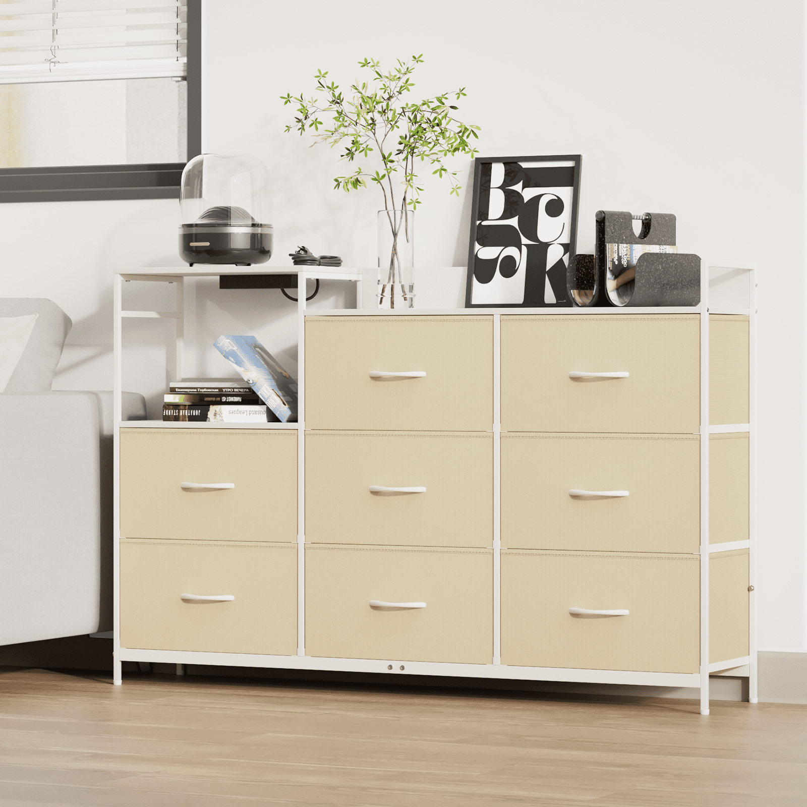 Magshion 8 Drawers Dresser with USB Ports & Outlets, Chest of Drawers ...