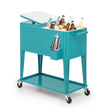 VINGLI 80 Quart Rolling Ice Chest, Portable Patio Party Bar Drink ...