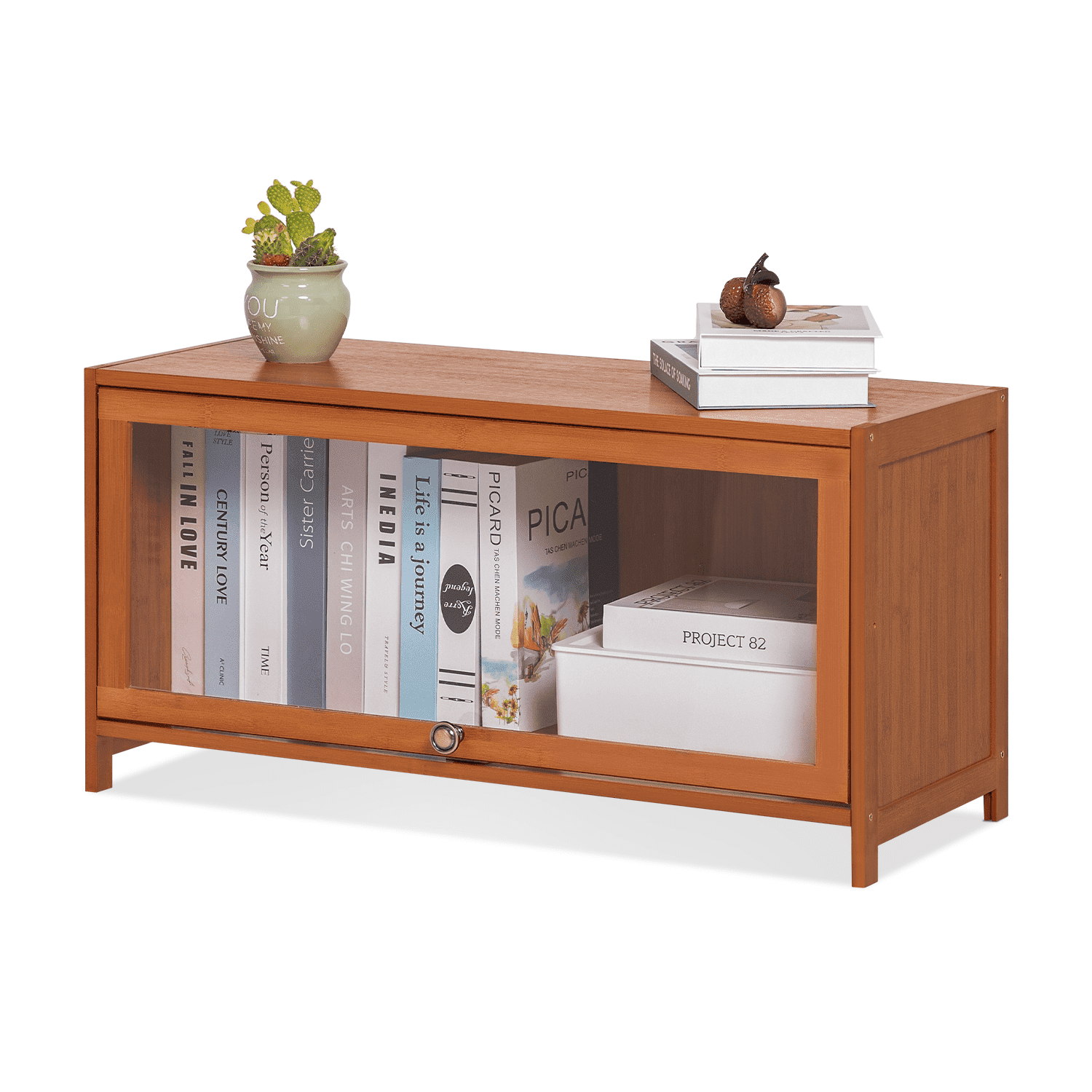 Magshion Bamboo Free Standing Bookshelf, 1 Tier Display Unit with ...