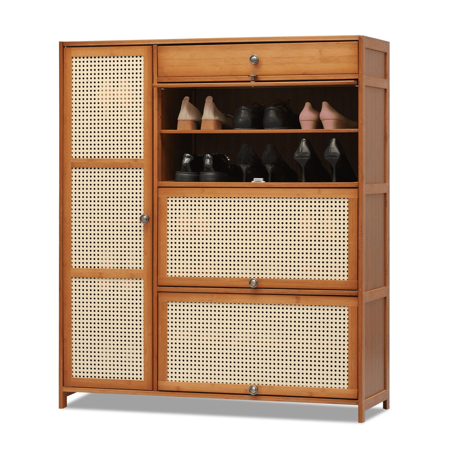 Save 39% • Magshion Bamboo 28 Pairs Shoe Cabinet, 6-Shelves Entryway ...
