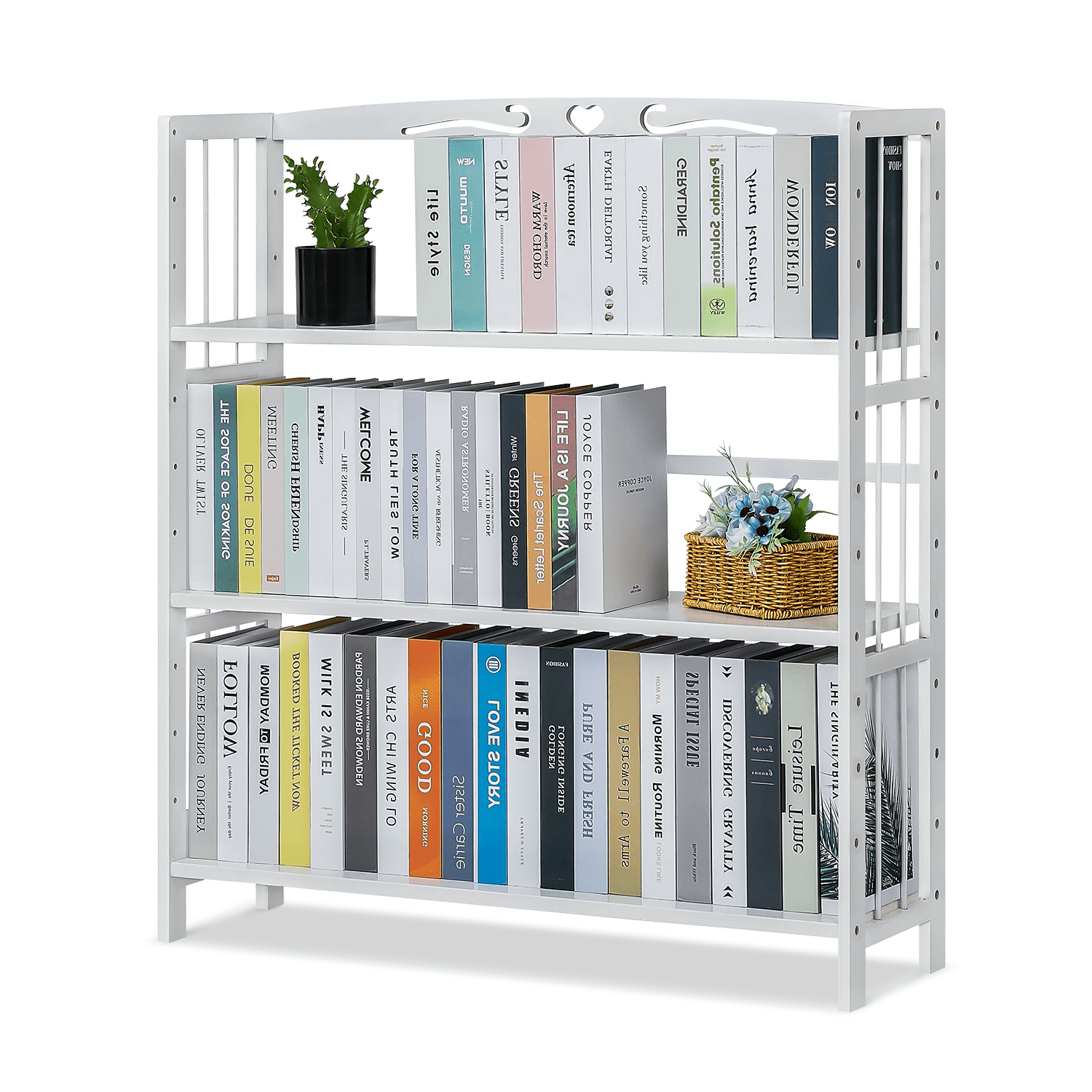 Magshion Bamboo 3 Tiers Modern Bookshelf, Open Bookcase, Display ...