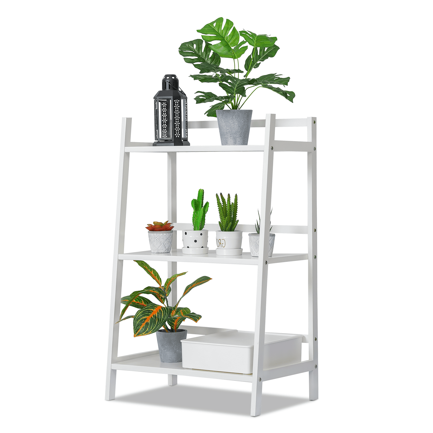 Magshion Bamboo 3 Tiers Trapezoid Plant Stand, Flower Display Storage ...
