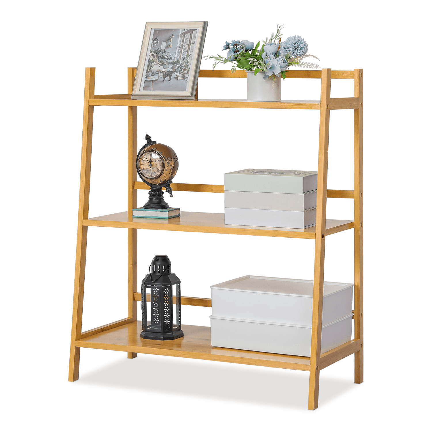 Magshion Bamboo 3 Tiers Trapezoid Plant Stand, Stable Flower Storage ...