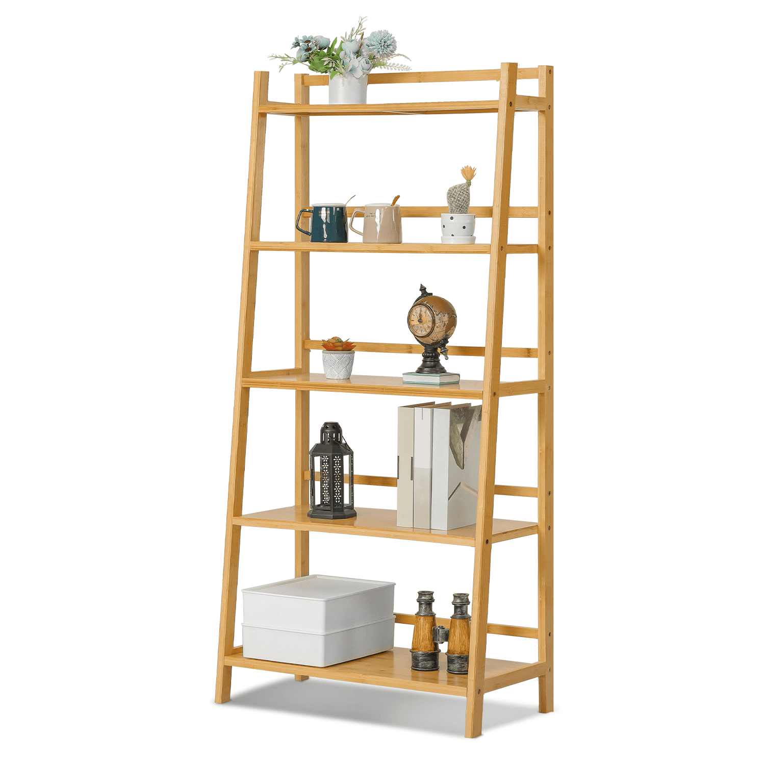 Magshion Bamboo 5 Tiers Stable Trapezoid Plant Stand, Flower Storage ...