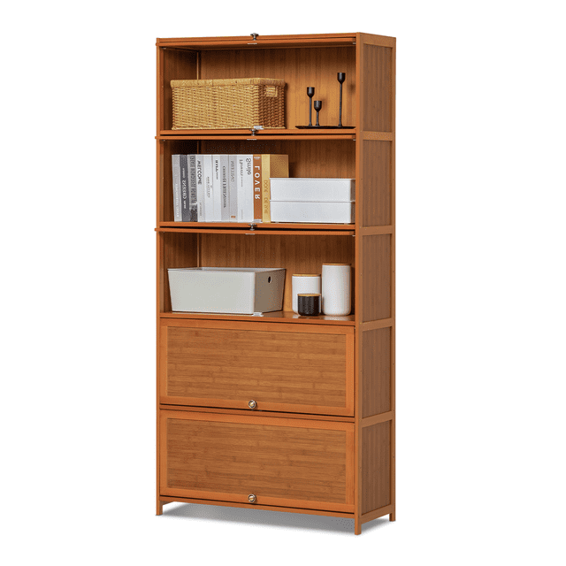 Magshion Free Standing Bamboo Bookshelf, 5-Tier Bedroom Cabinet, Living ...