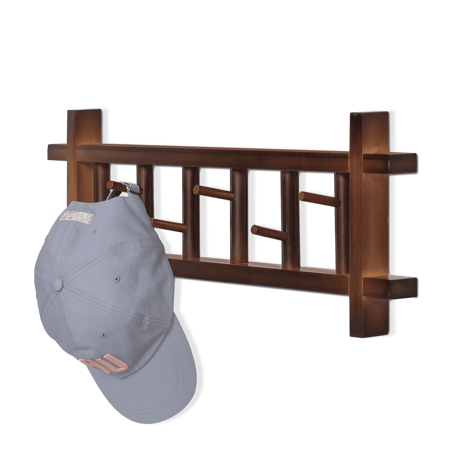 Magshion Bamboo Wall Mounted Coat Rack, 6 Hooks, Brown, Hat Scarf ...