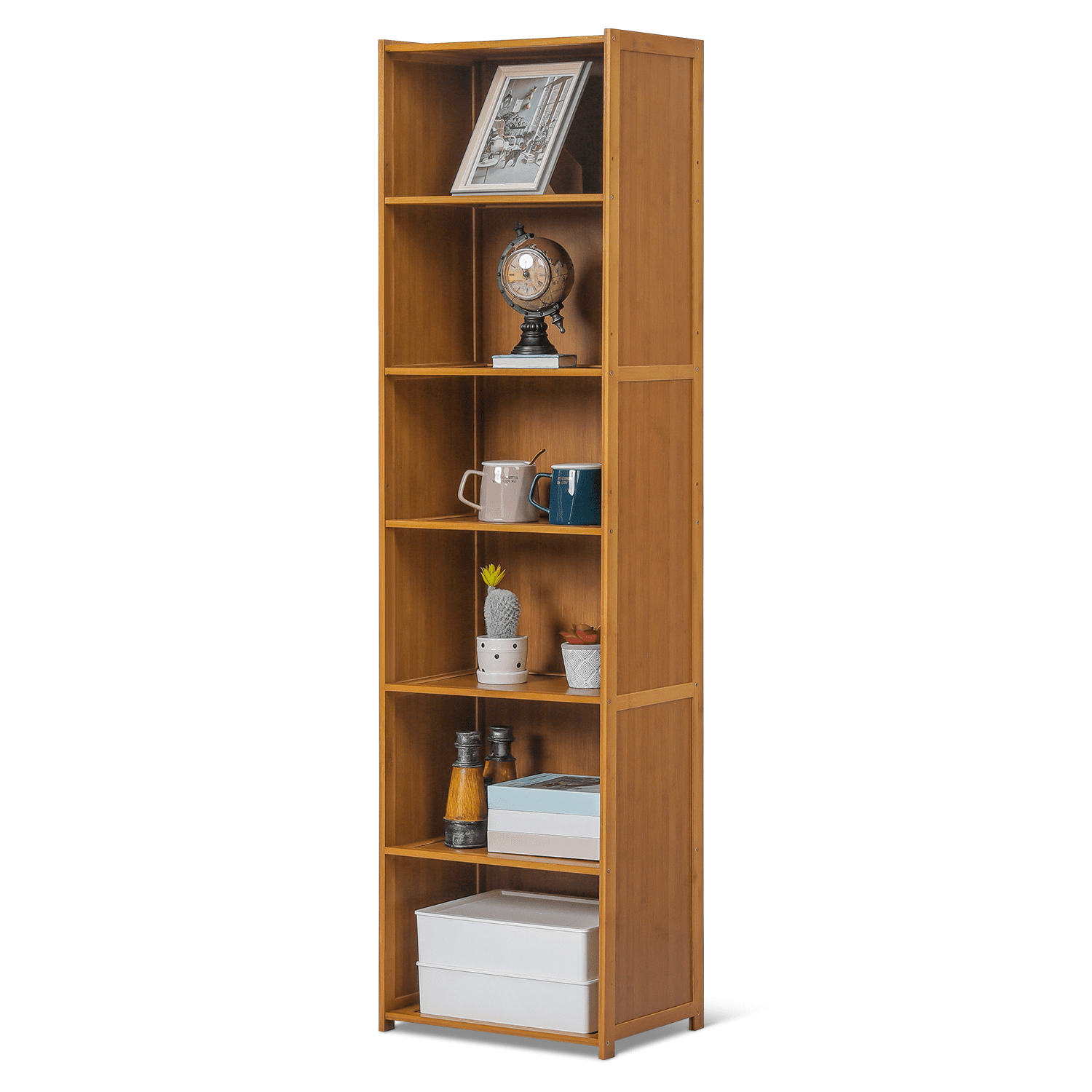 Magshion Bamboo 6 Tiered Open Unit Shelves, Brown, Kitchen Storage ...
