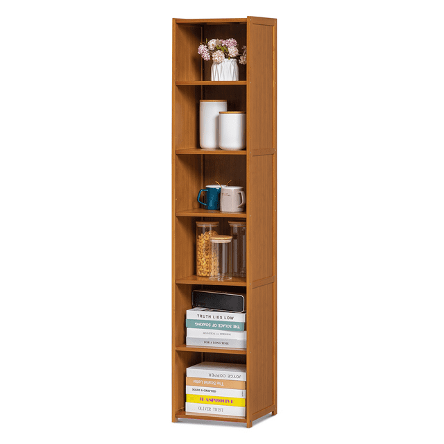 Magshion Bamboo 6 Shelves Modern Bookcase, Free Standing Books Display ...