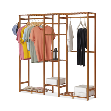 Magshion Bamboo 5 Tiers Trapezoid Coat Rack, Closet Organizer Wardrobe ...