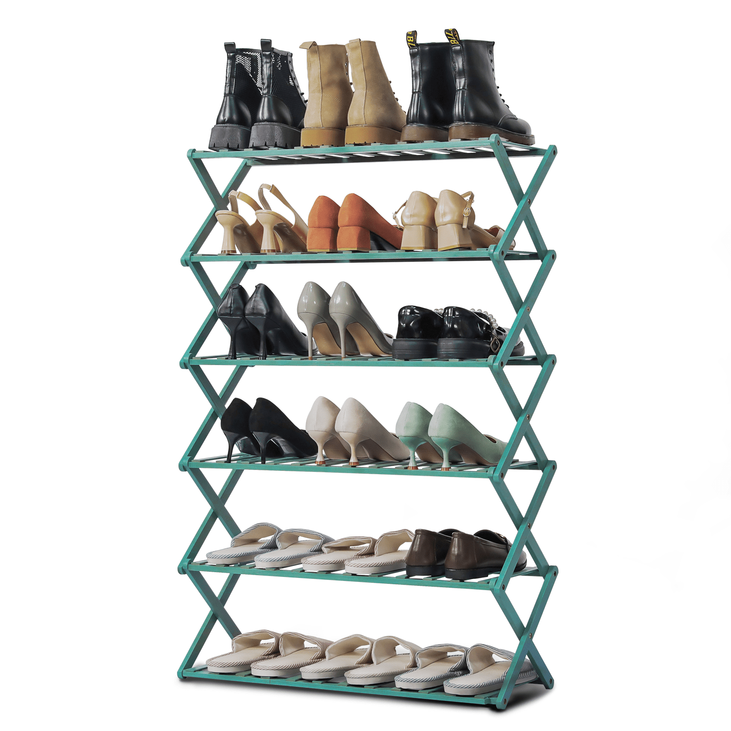 Free Shipping! Magshion Bamboo 6 Tiers Folding Installation-Free Shoes ...
