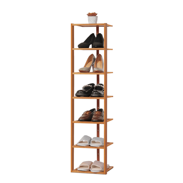 Magshion Bamboo 7 Tiers 7 Pairs Adjustable Shoes Rack, Storage Shelf ...