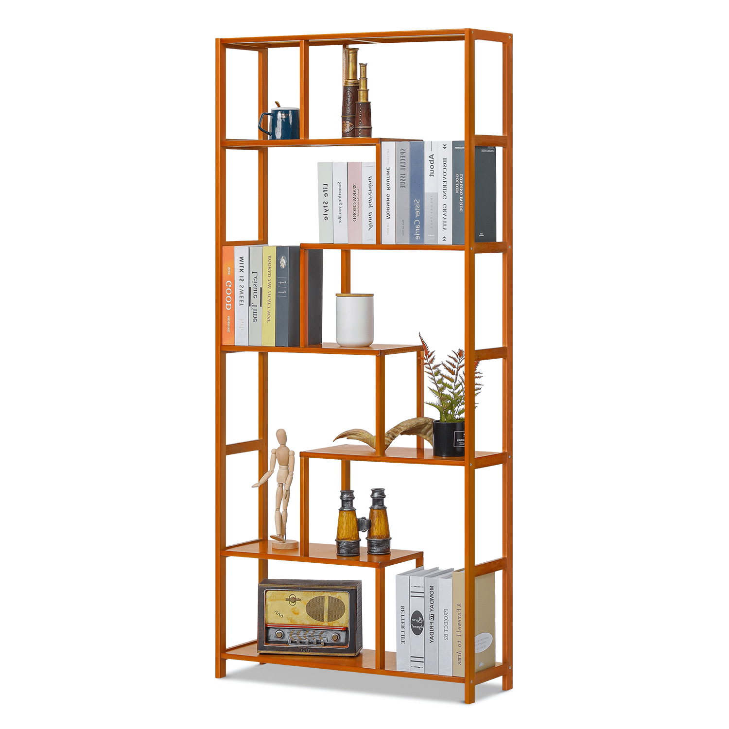 Magshion Bamboo 7 Tiers Modern Bookshelf, Open Bookcase, Books Storage ...