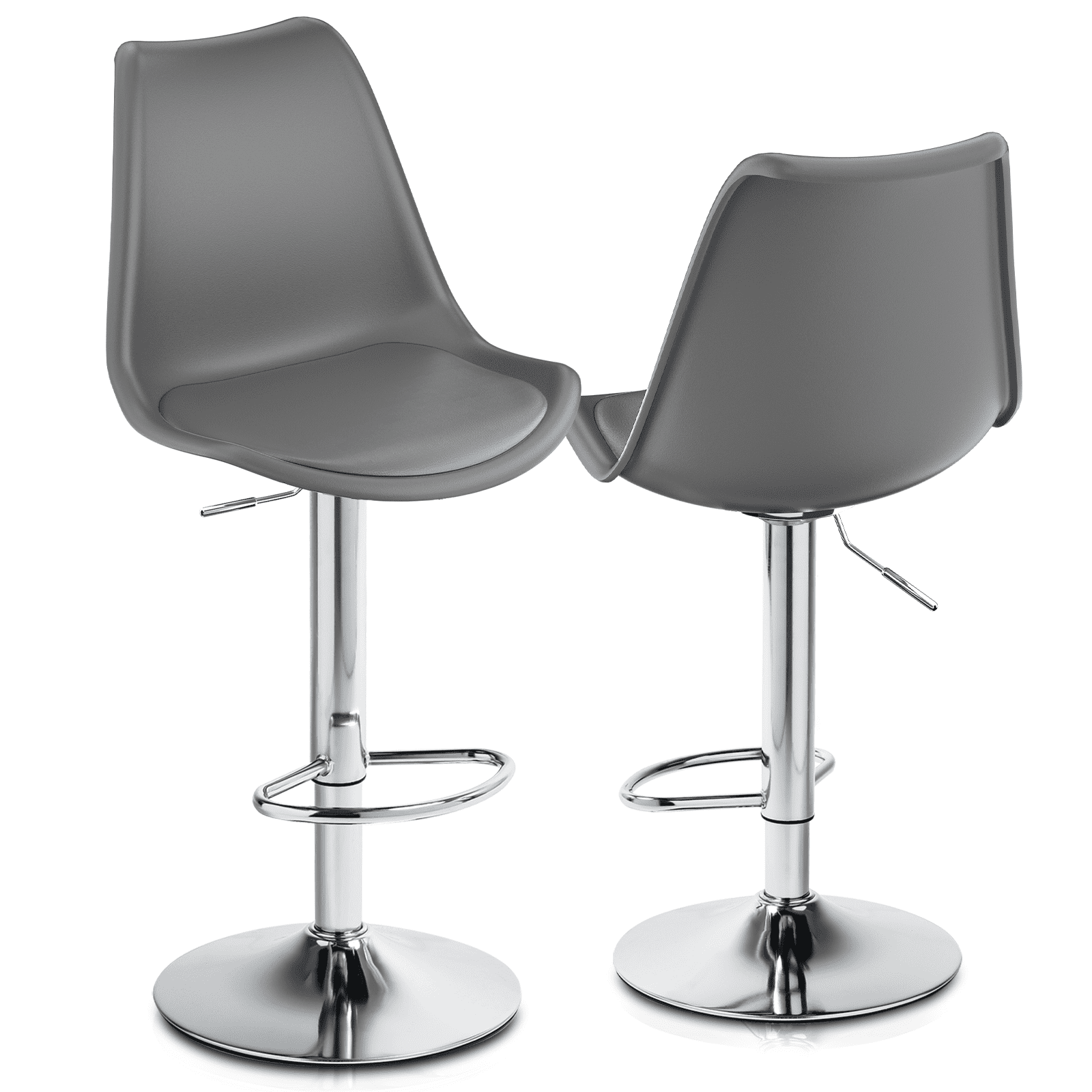Magshion 2 Adjustable Bar Stools, High Back, Swivel, Dark Grey, Kitchen ...