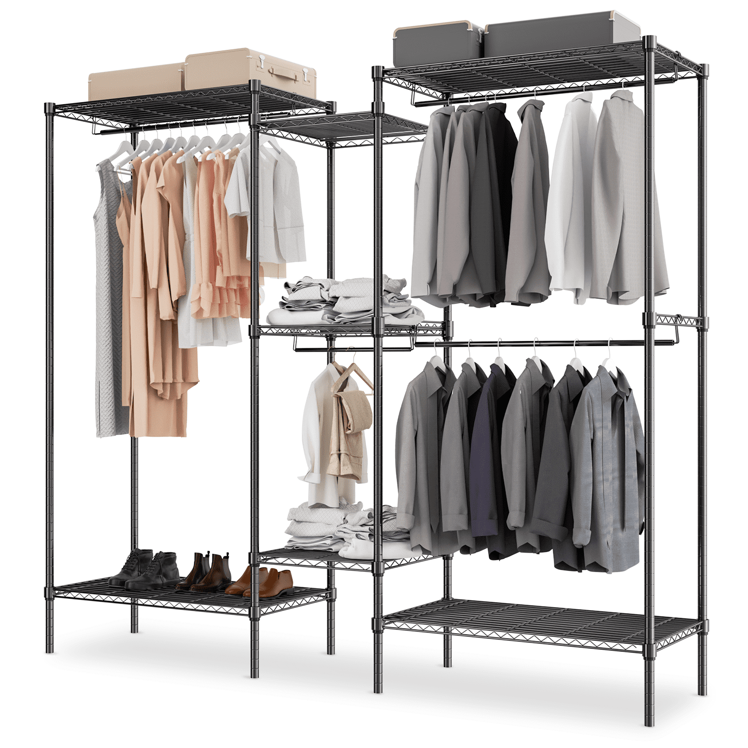 Magshion Corner Apparel Rack, Heavy Duty Carbon Steel, Adjustable ...