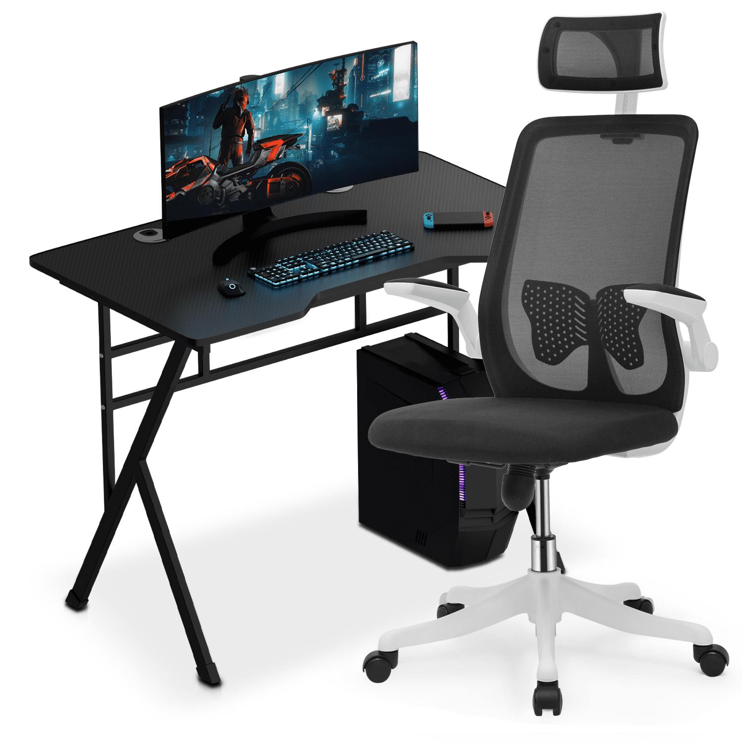 Magshion Computer Desk & Chair Set, Adjustable Height Rolling Office ...