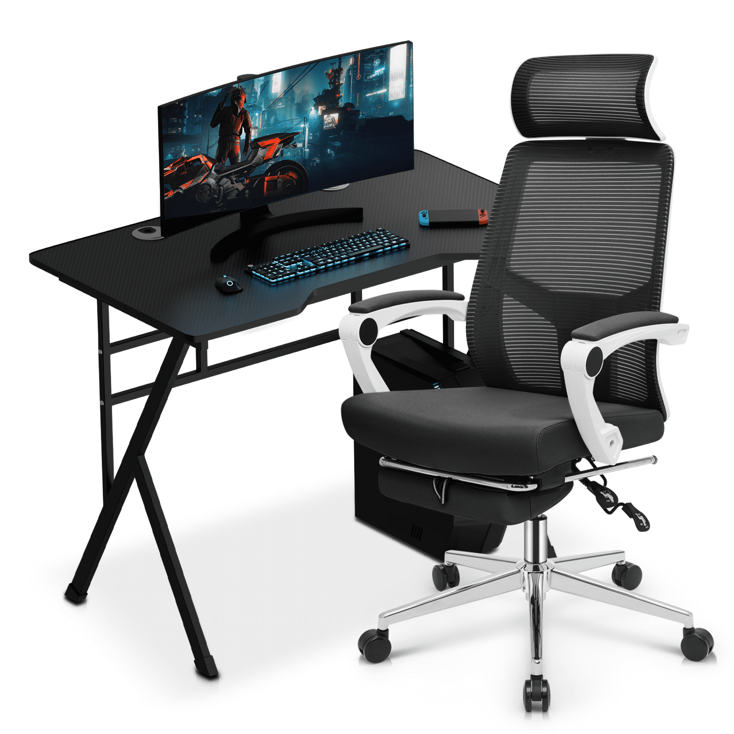 Magshion Computer Desk & Chair Set, Adjustable Height Rolling Office ...