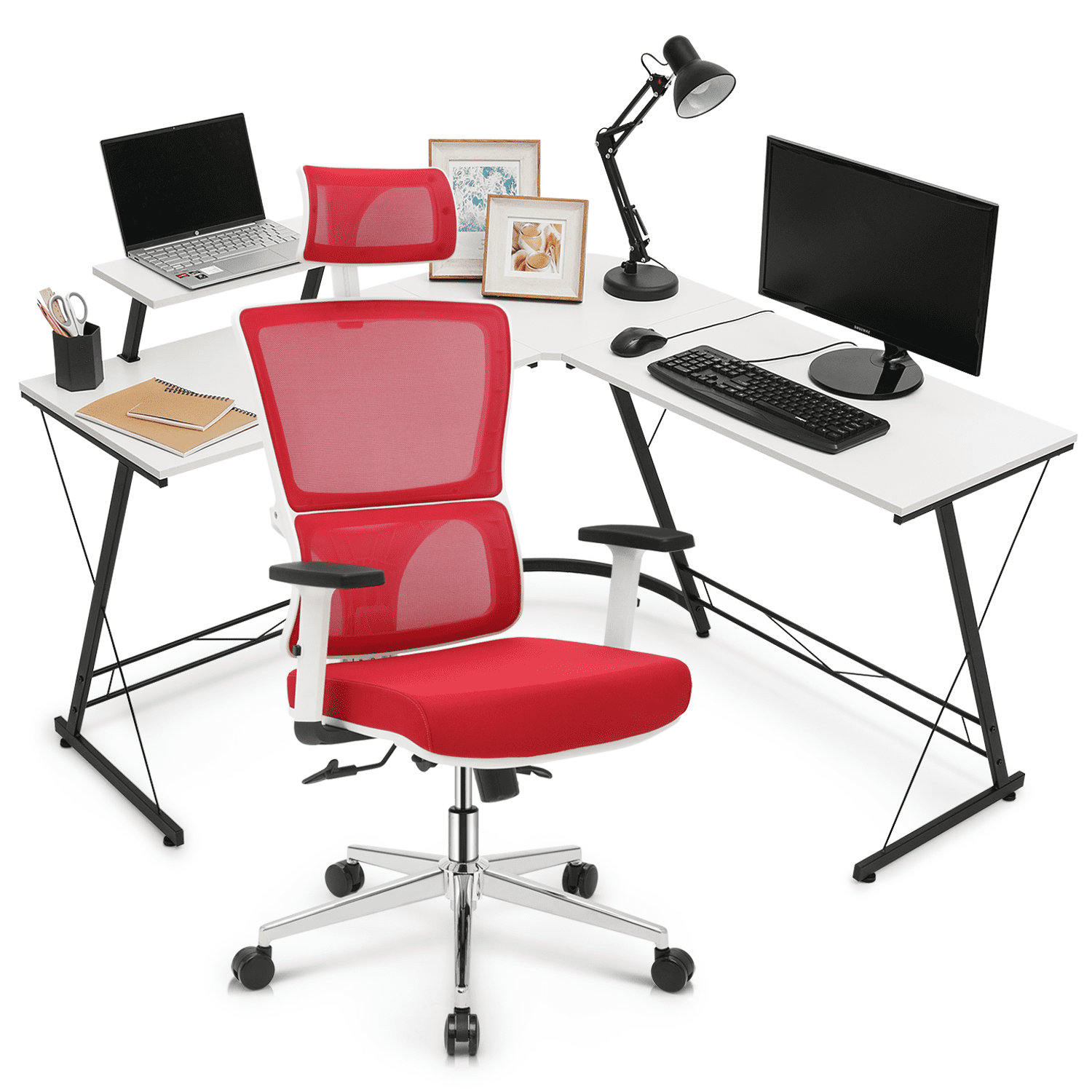 Magshion Computer Desk & Chair Set, Adjustable Height Swivel Office ...