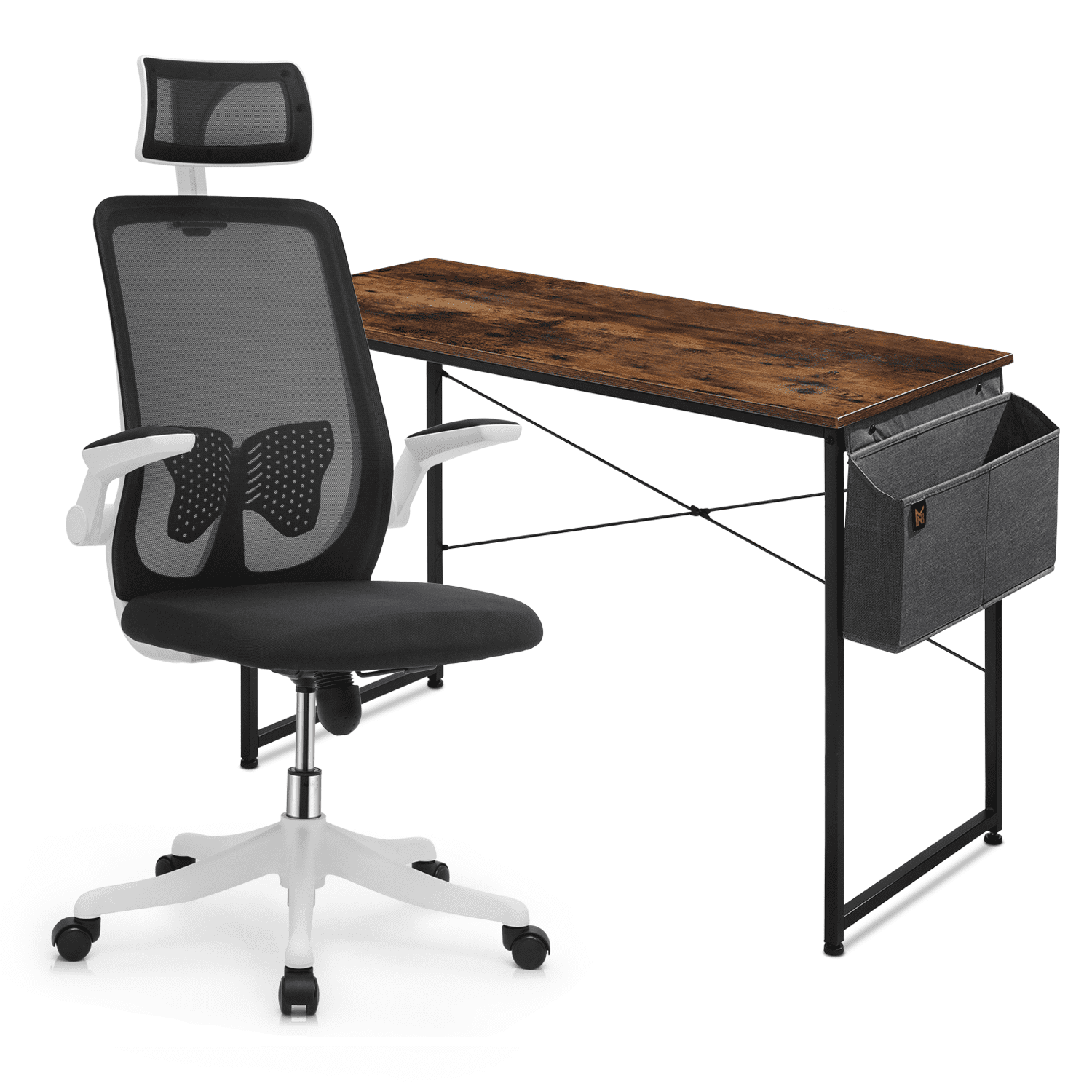 Magshion Computer Desk & Chair Set, Ergonomic High Back Mesh Chair with ...