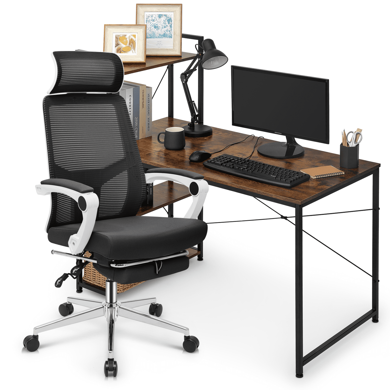 Magshion Computer Desk & Chair Set, Ergonomic High Back Office Chair ...