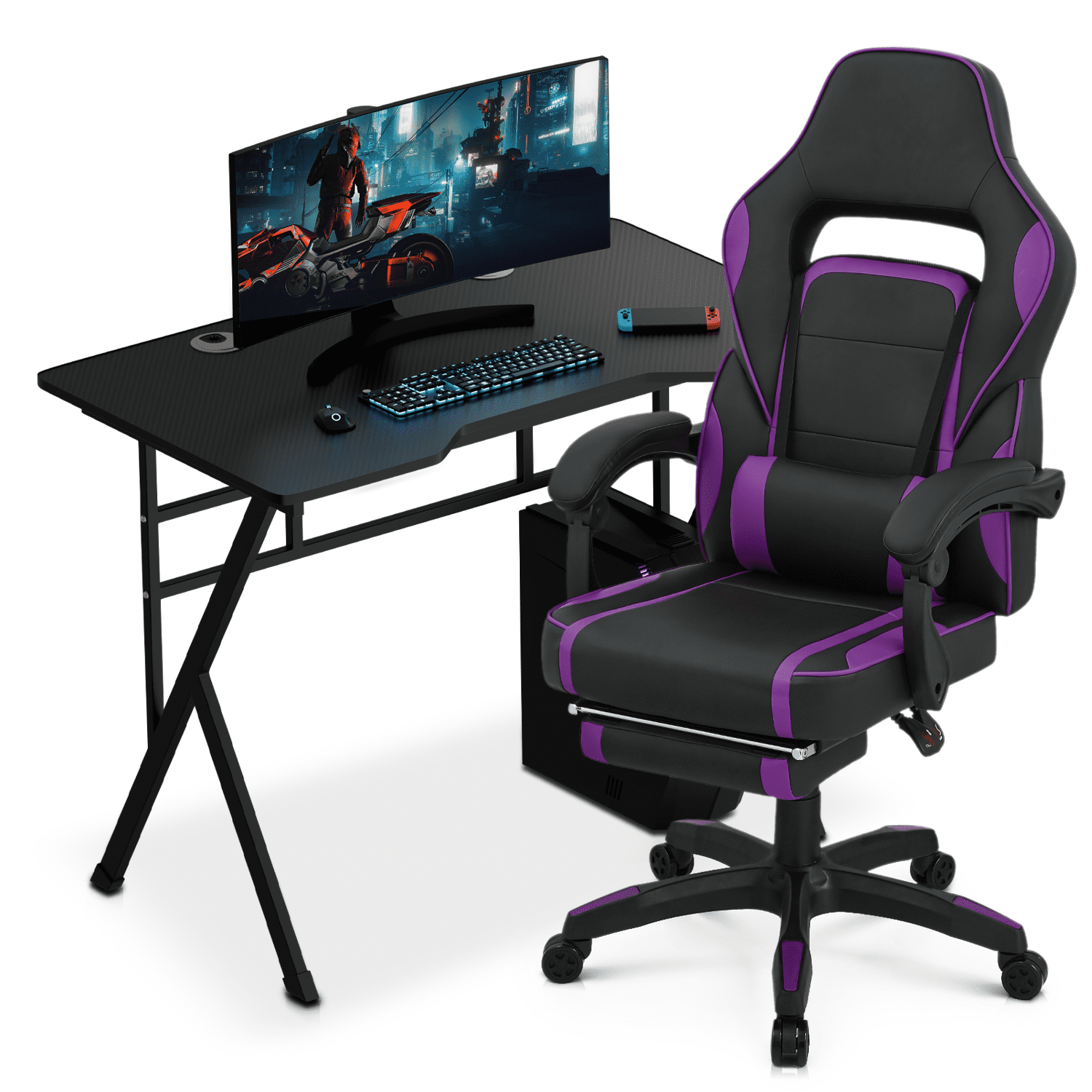 Magshion Computer Desk & Gaming Chair Set, Adjustable Height Reclining ...