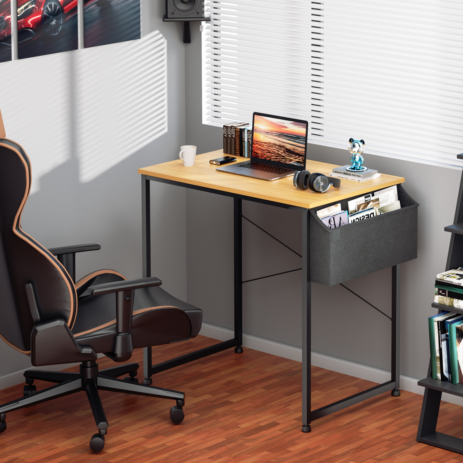 Magshion Computer Desk, Simple Style Office Laptop Table with Storage ...