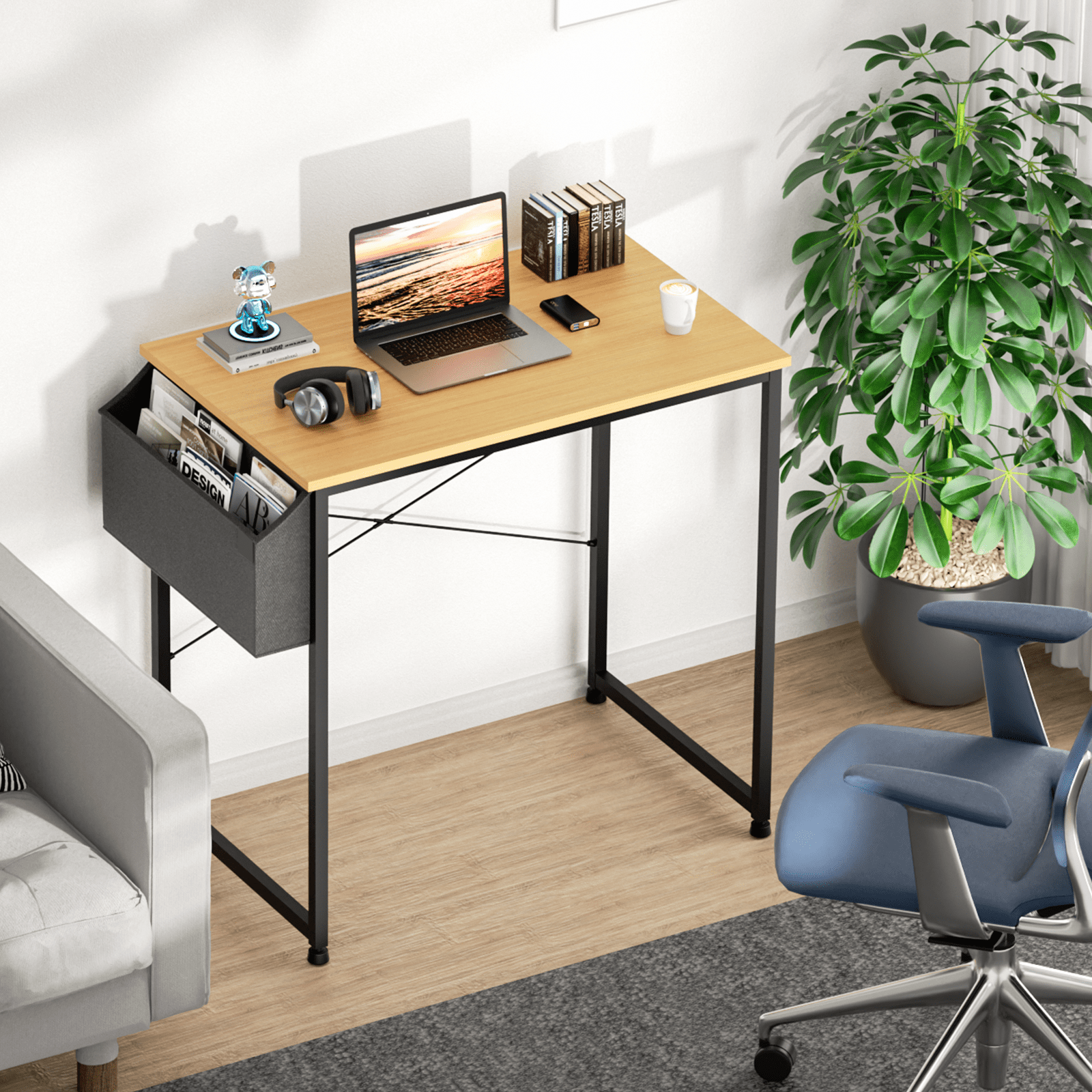 Magshion Computer Desk, Simple Style Office Laptop Table with Storage ...