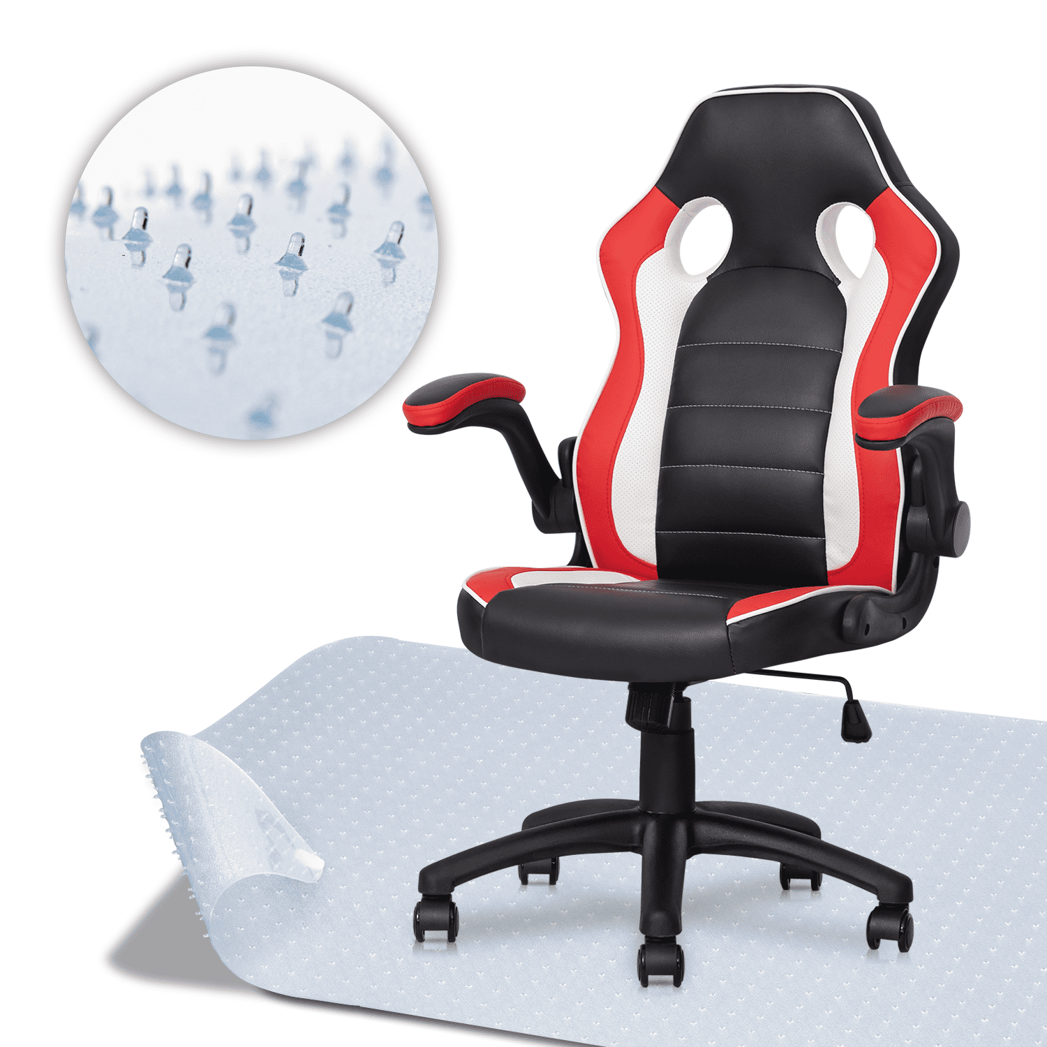 Magshion Esports Gaming Chair & PVC Mat, Leather High-Back Swivel with ...