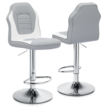 Magshion Adjustable Swivel Bar Stools Set of 2, Black/Red with Chrome ...