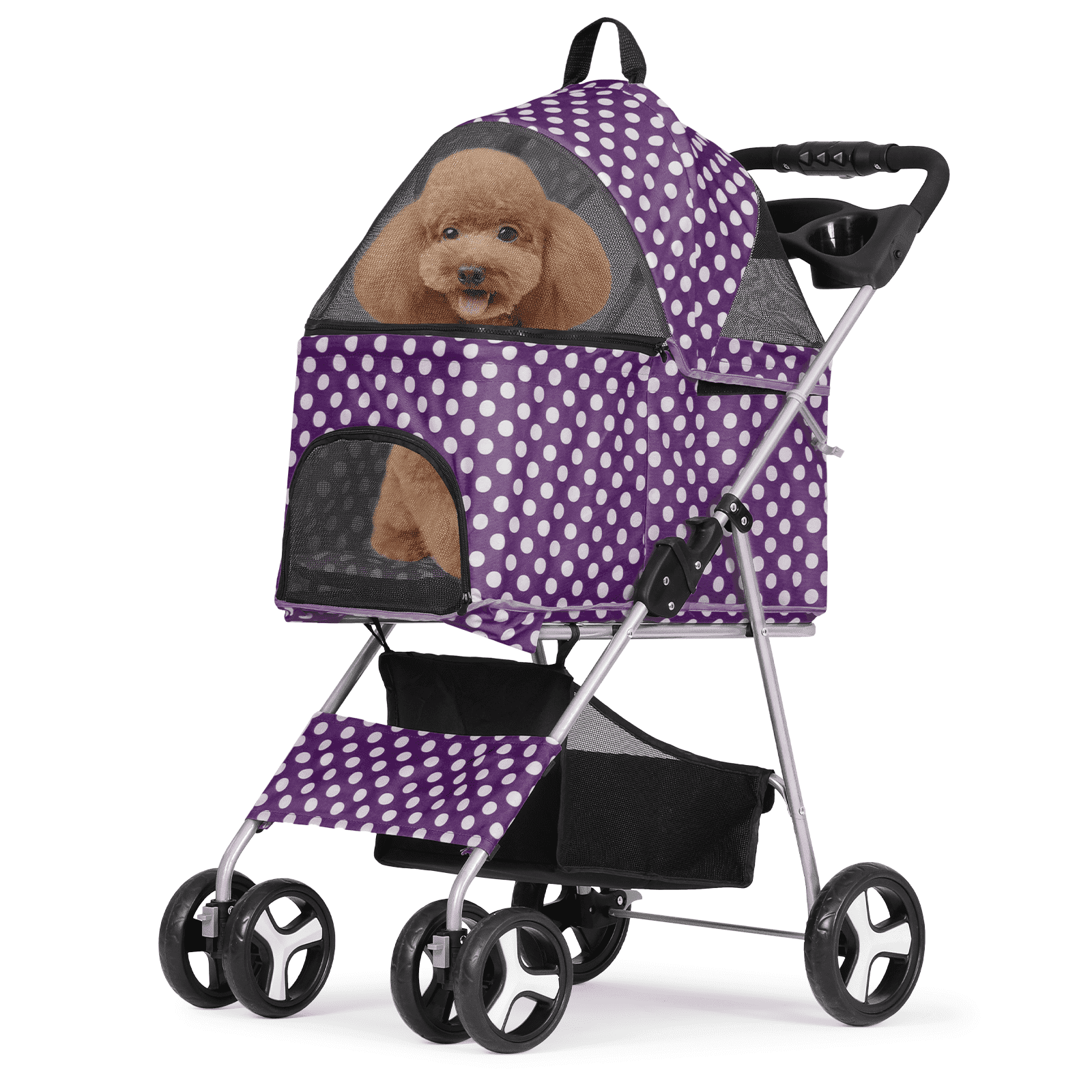 Magshion Foldable Dog Pet Stroller with Detachable Storage Basket, 4 ...