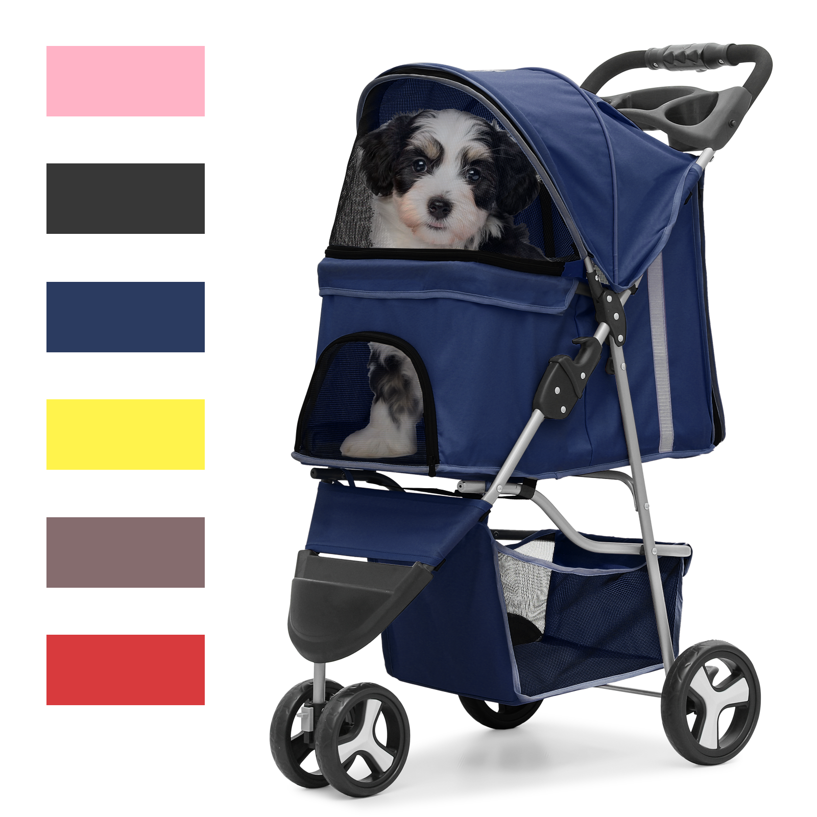 Magshion Pet Dog Stroller with Wheels, Foldable Cat Dog Stroller with ...