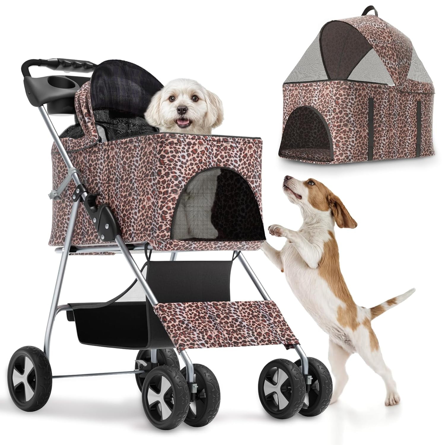 Magshion Foldable Pet Stroller, 3-in-1 Dog Travel Jogger with ...