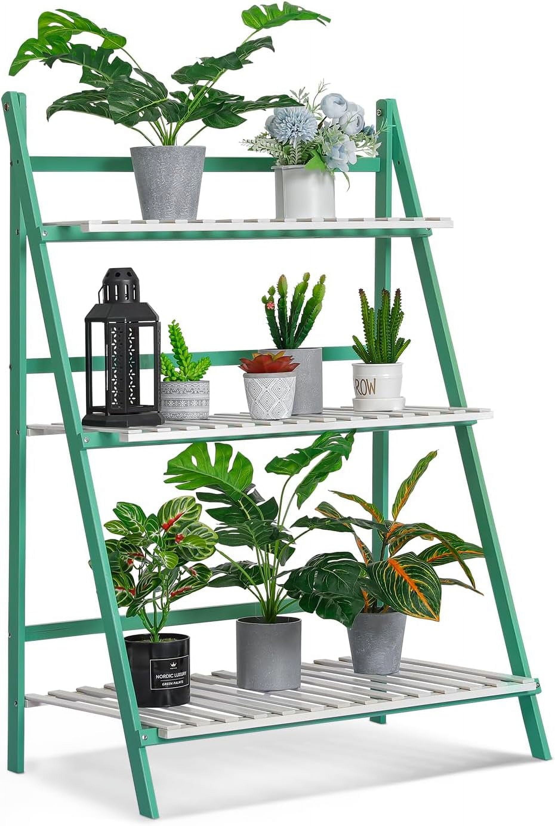 Magshion Folding Bamboo Stand 3 Tier Flower Pot Display Rack Stand ...