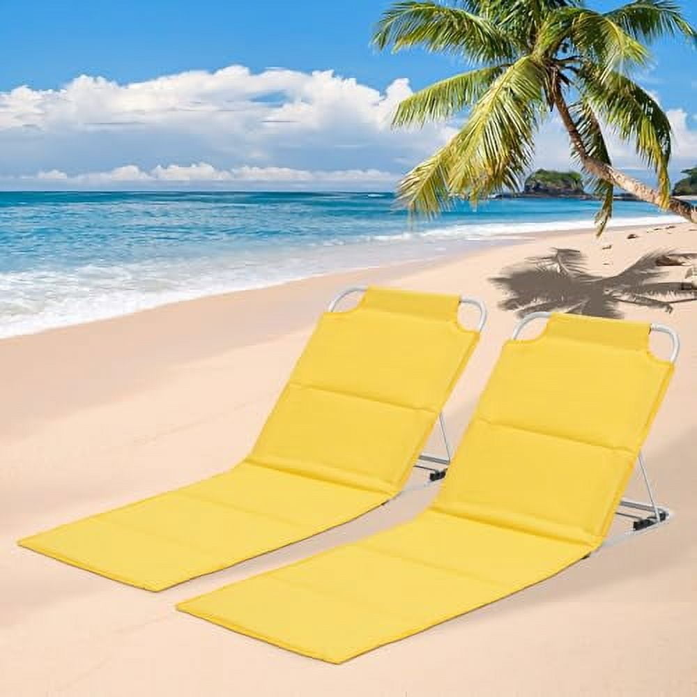 Magshion Folding Beach Lounge Mat, Portable Reclining Beach Chairs ...