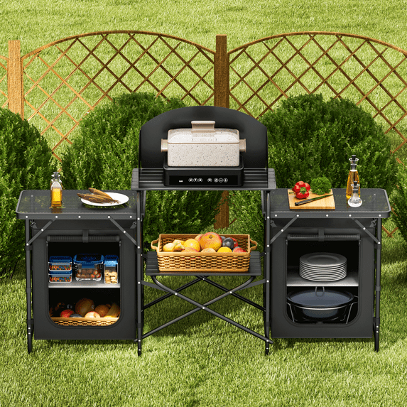 Magshion Folding Portable Cook Table with Storage Organizer ...