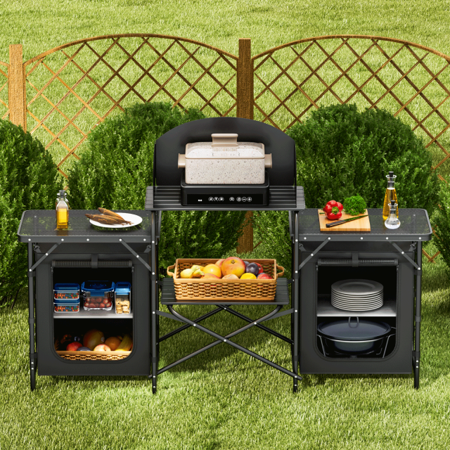 Magshion Folding Portable Cook Table with Storage Organizer ...