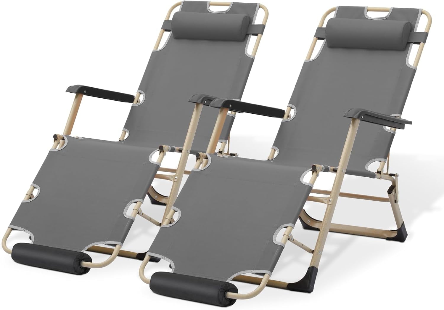 Magshion Folding Reclining 3-Position Patio Chairs Set of 2 Outdoor ...