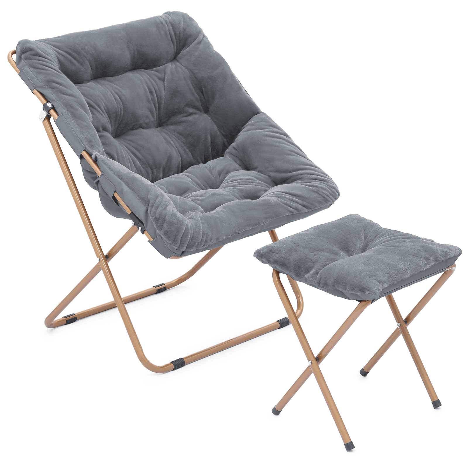Magshion Foldable Saucer Chair & Ottoman, Faux Fur Design, Reading ...